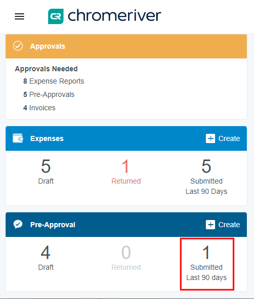 Track a Submitted Pre-Approval Request – Chrome River Help Center