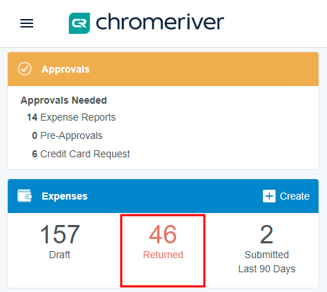 Adjust and Resubmit Returned Expenses – Chrome River Help Center
