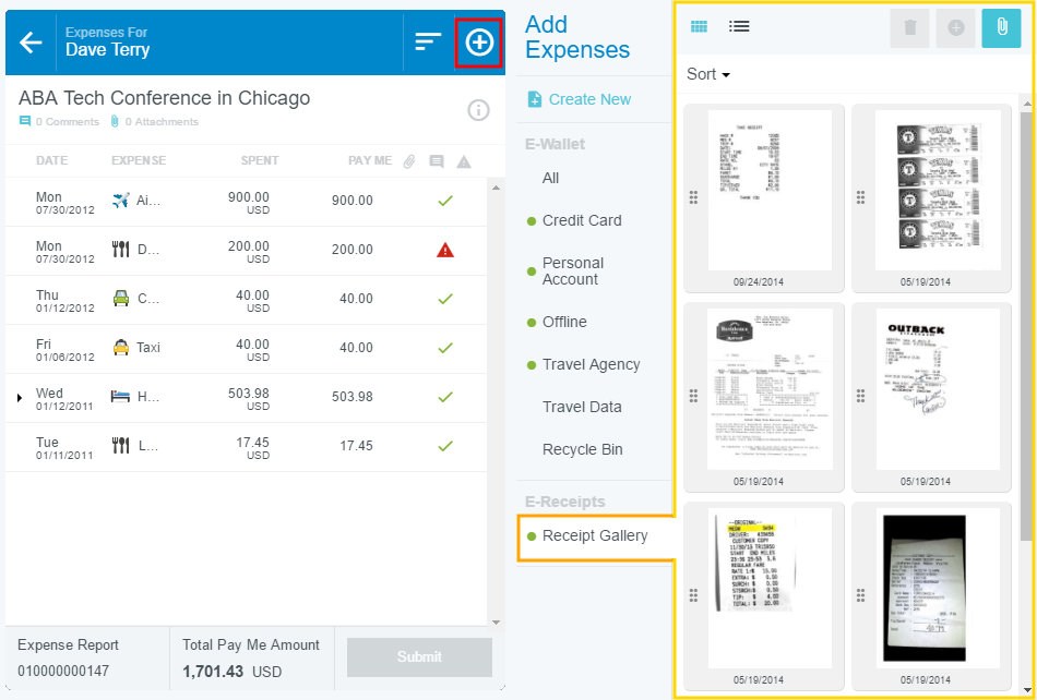 Create Expenses via the Receipt Gallery – Chrome River Help Center